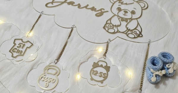 Norisor Personalizat cu Nume si Datele de la Nastere - Transparent